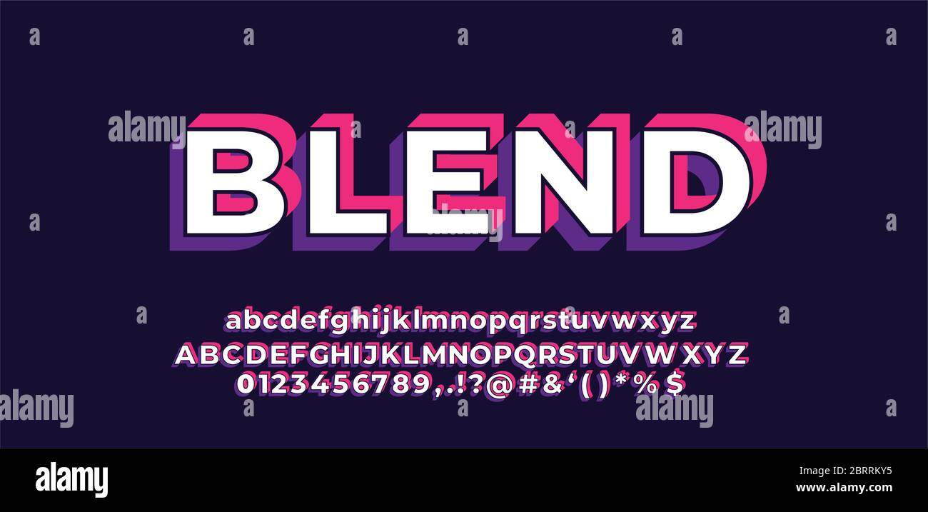 font style flat 3d style pink and purple color design template vector ...