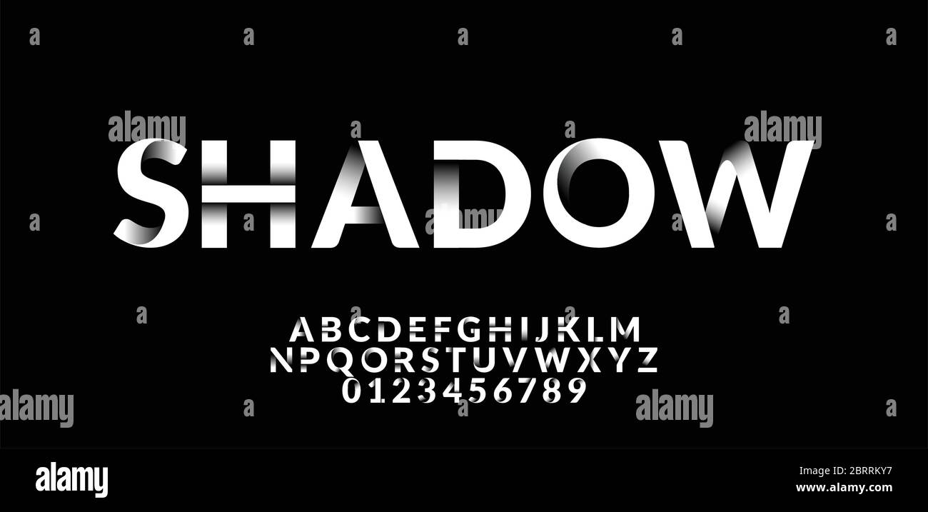 font style white and black shadow effect design template Stock Vector ...