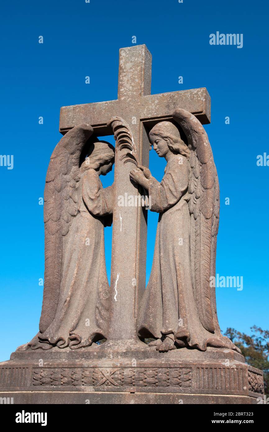 Sydney Australia, angels with cross statue in the heritage-listed ...