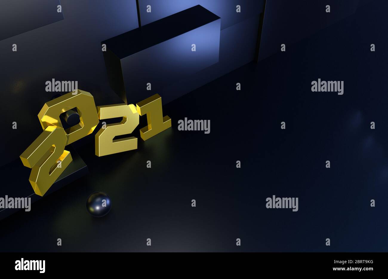 2021 year golden sign in abstract luxury interior or stage with black ...