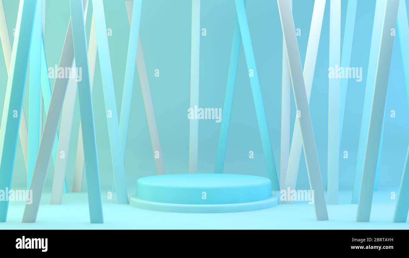 Blue platform with 3d rendering lines Stock Photo - Alamy