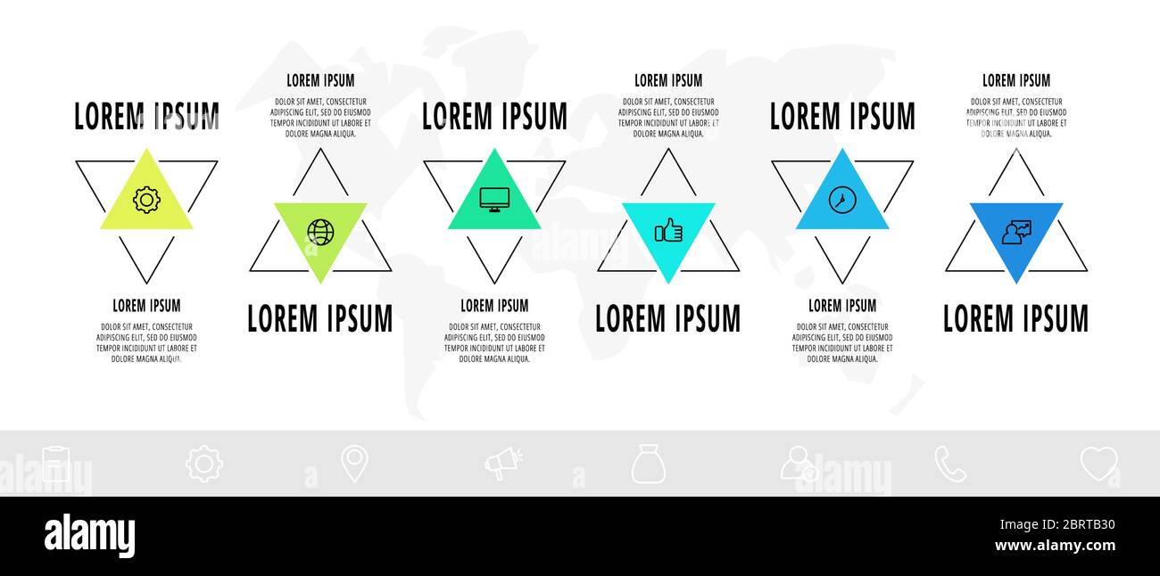 Vector infographics design template with triangle. Six steps. Abstract ...