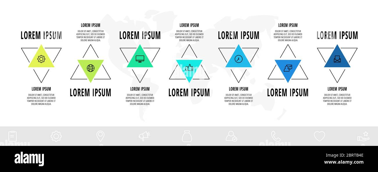 Vector infographics design template with triangle. Seven steps ...