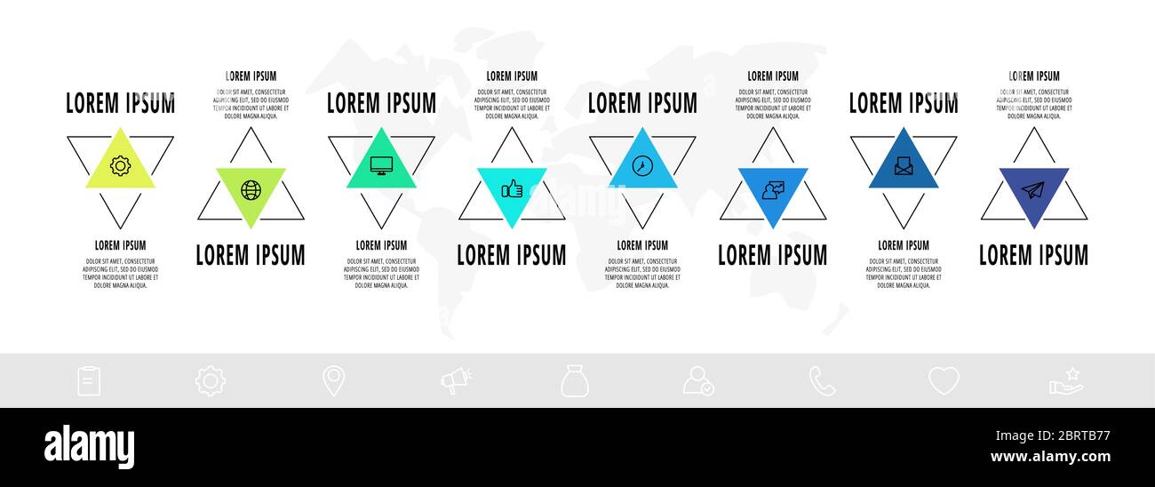 Vector infographics design template with triangle. Eight steps ...