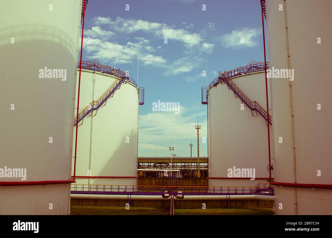 Crude oil tank in the oil refinery. Storage tanks for oil. Tanks for ...