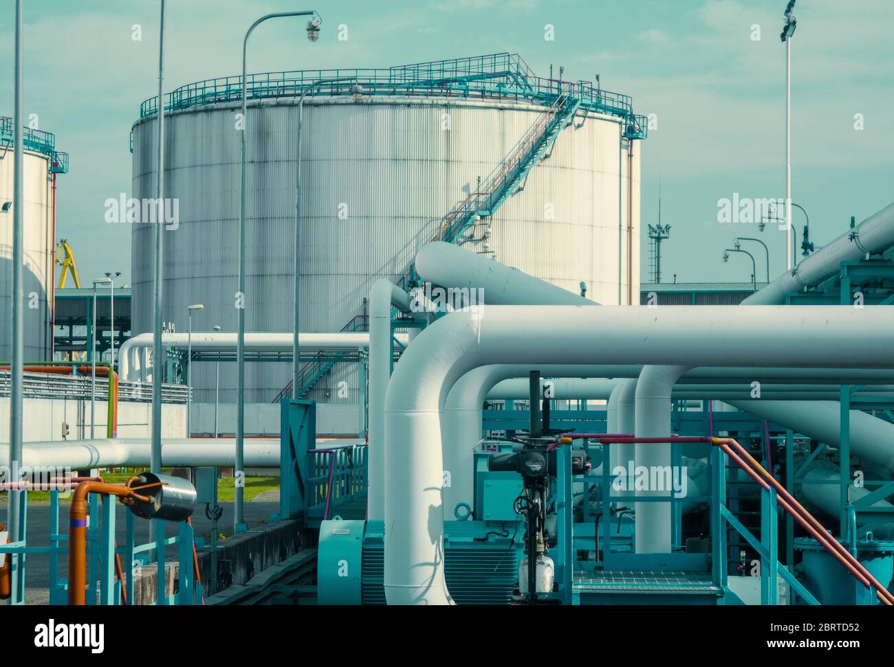 Crude oil tank in the oil refinery. Storage tanks for oil. Tanks for ...