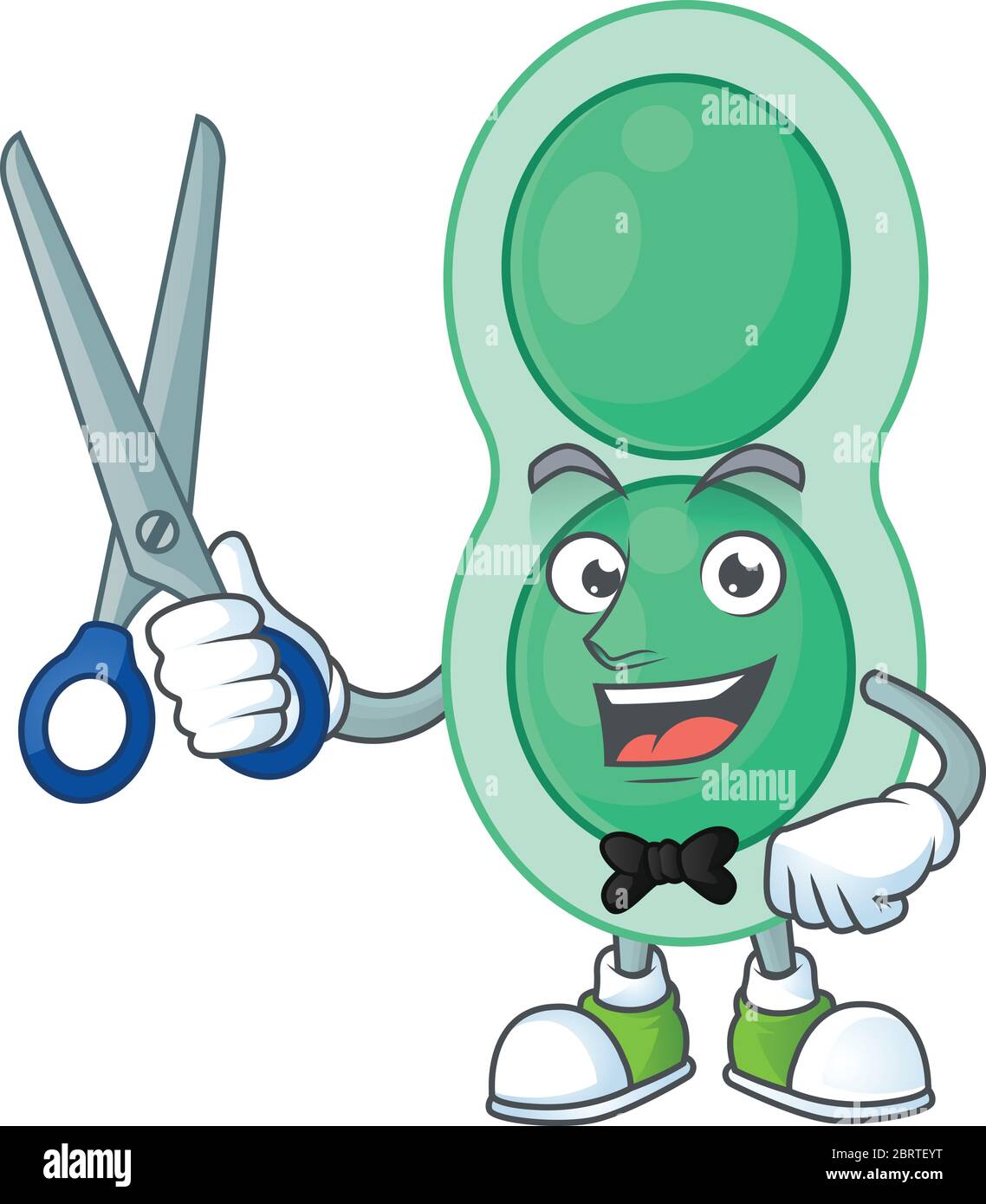 A picture of green streptococcus pneumoniae Barber cartoon character ...