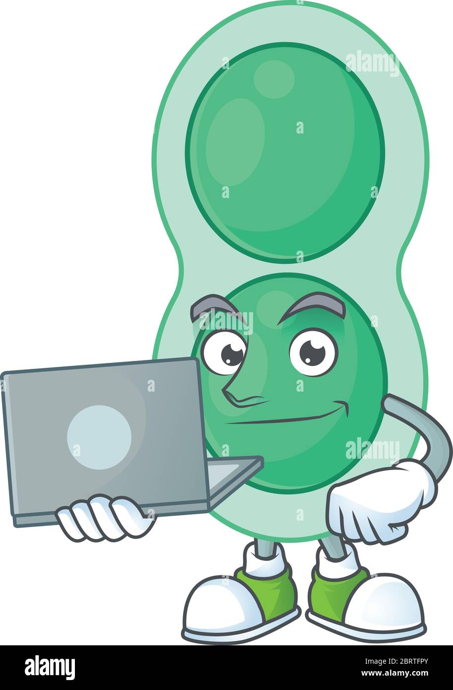 Diligent green streptococcus pneumoniae cartoon drawing concept working ...