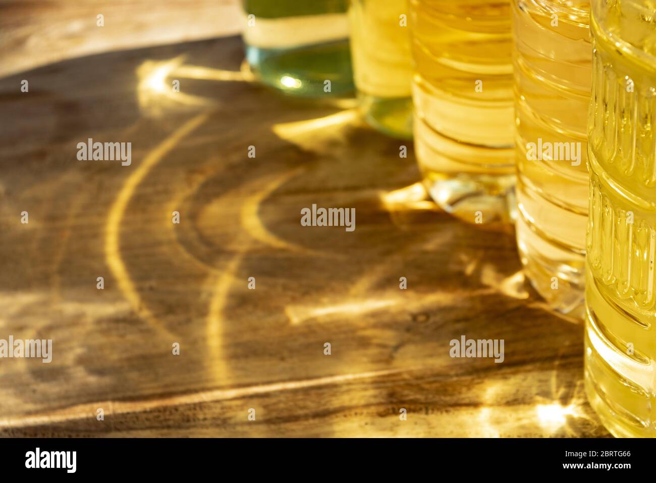 yellow light reflections made from sun ray and oil bottles Stock Photo ...