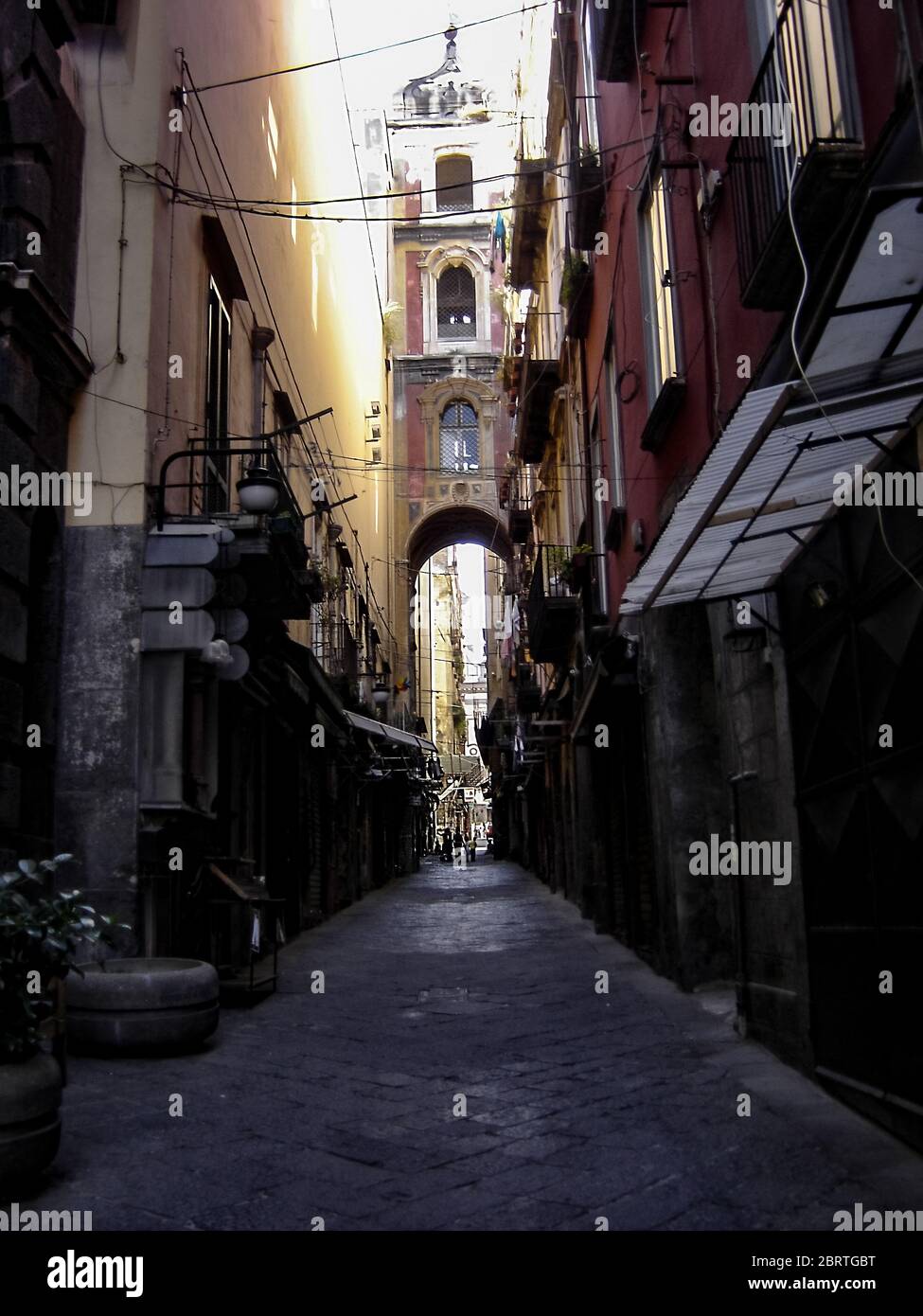 narrow alleys in the historical center town of the Naples city Stock ...