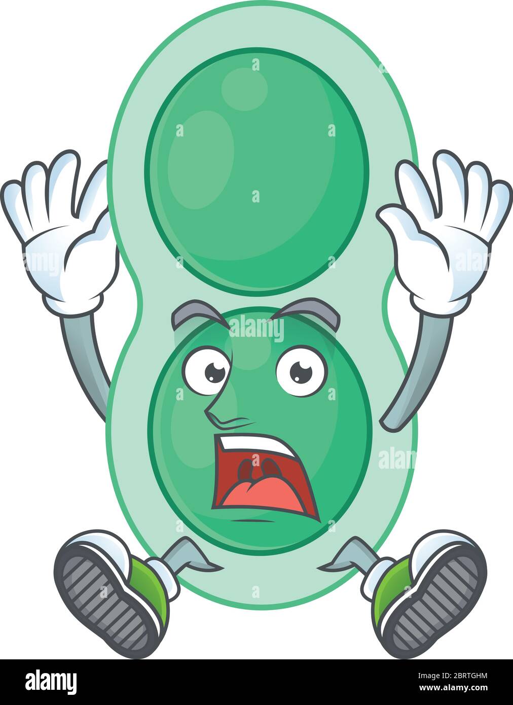 cartoon character design of green streptococcus pneumoniae having ...