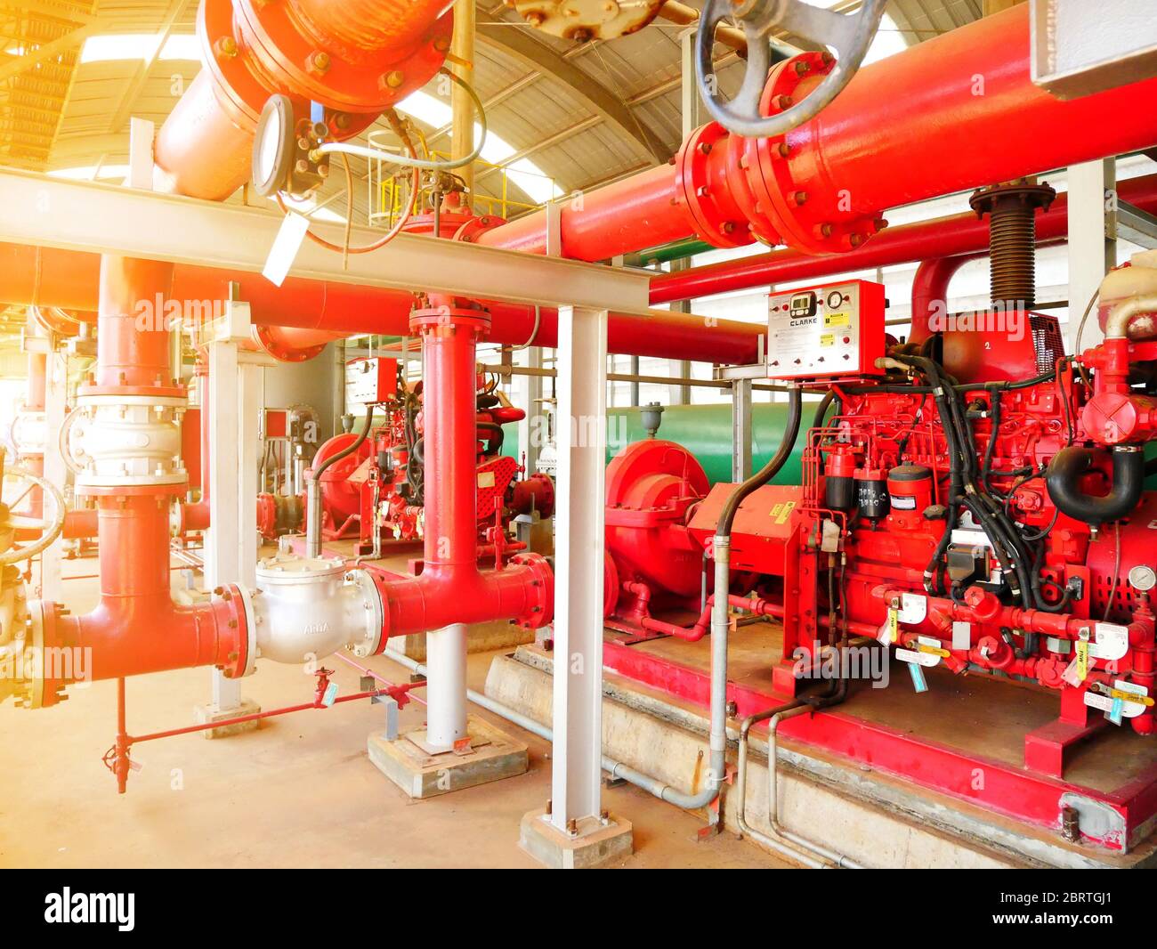 Diesel engine driven fire pump in industrial or factory, Main equipment ...