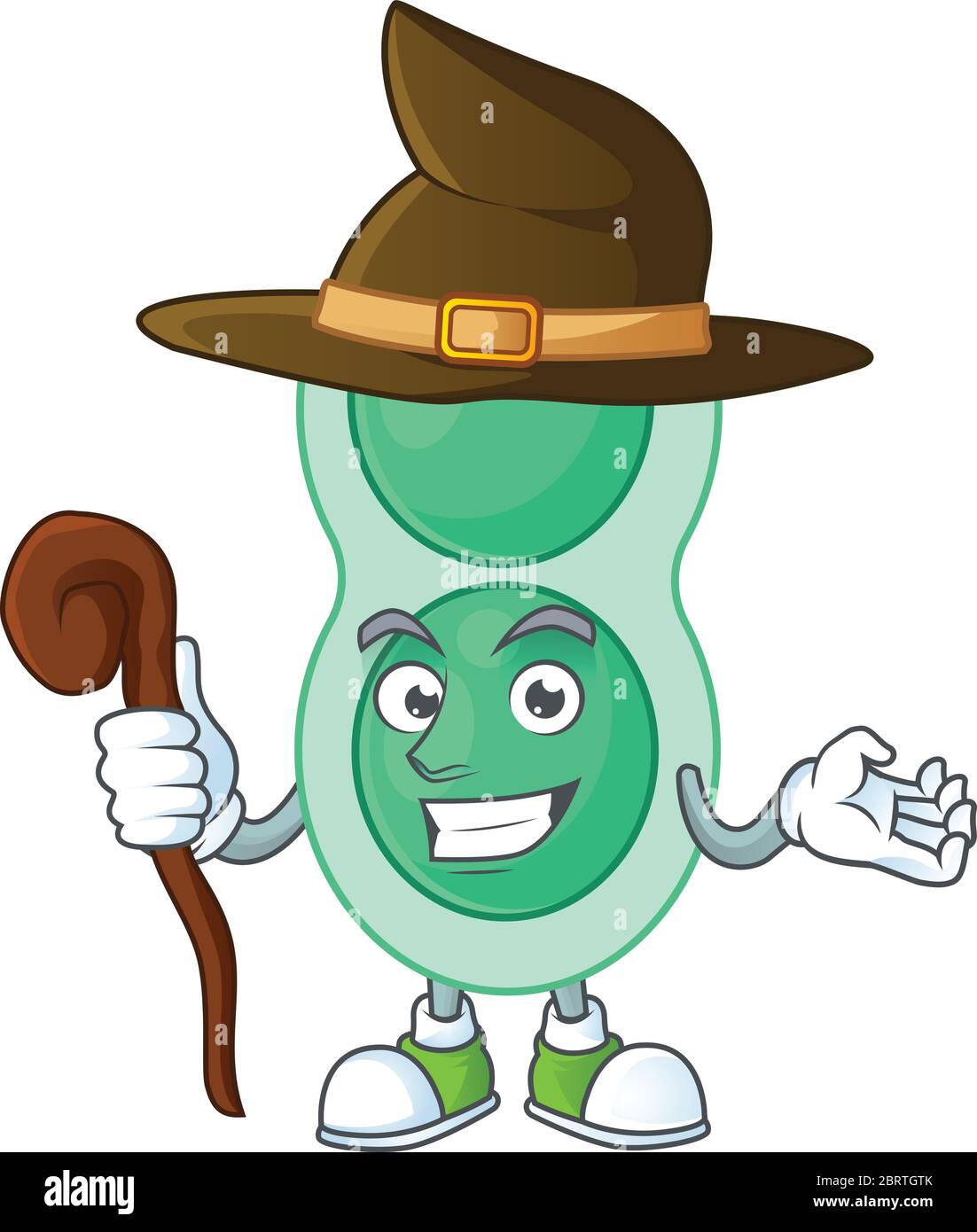 sneaky and tricky Witch green streptococcus pneumoniae cartoon drawing ...