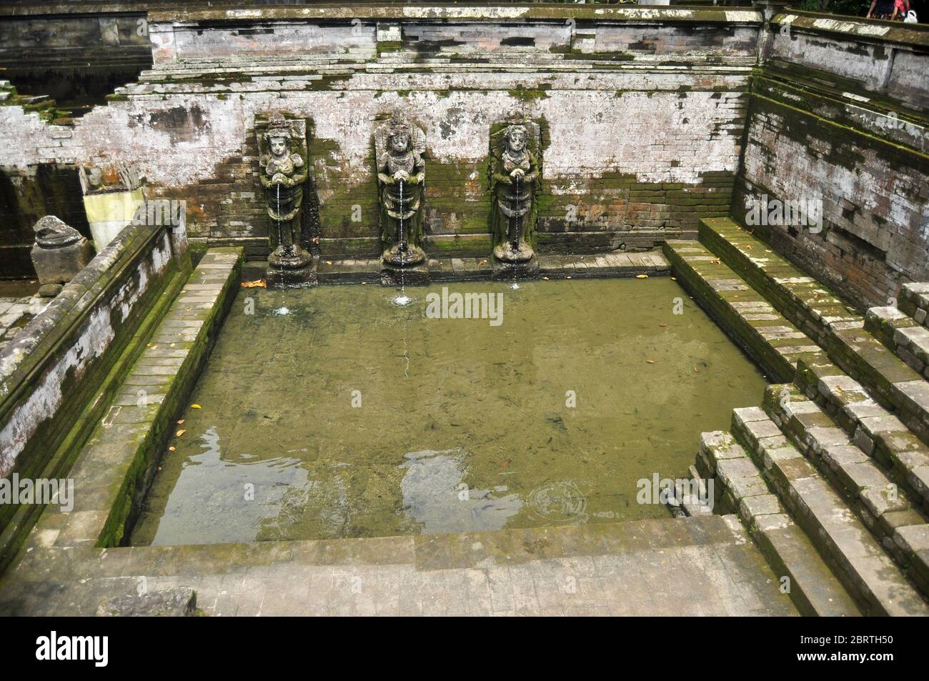 Bathing temple figures or holy water fountain of Goa Gajah or Elephant ...