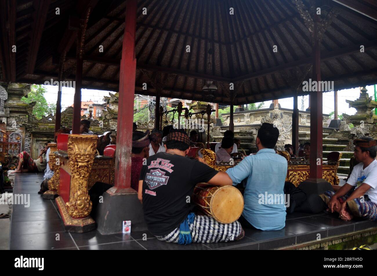 BALI, INDONESIA - MARCH 24 : Balinese playing traditional bali musical ...