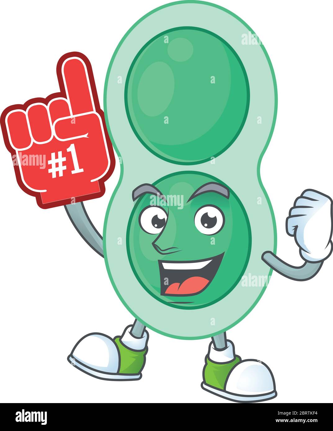 Green streptococcus pneumoniae Cartoon character design style with a ...