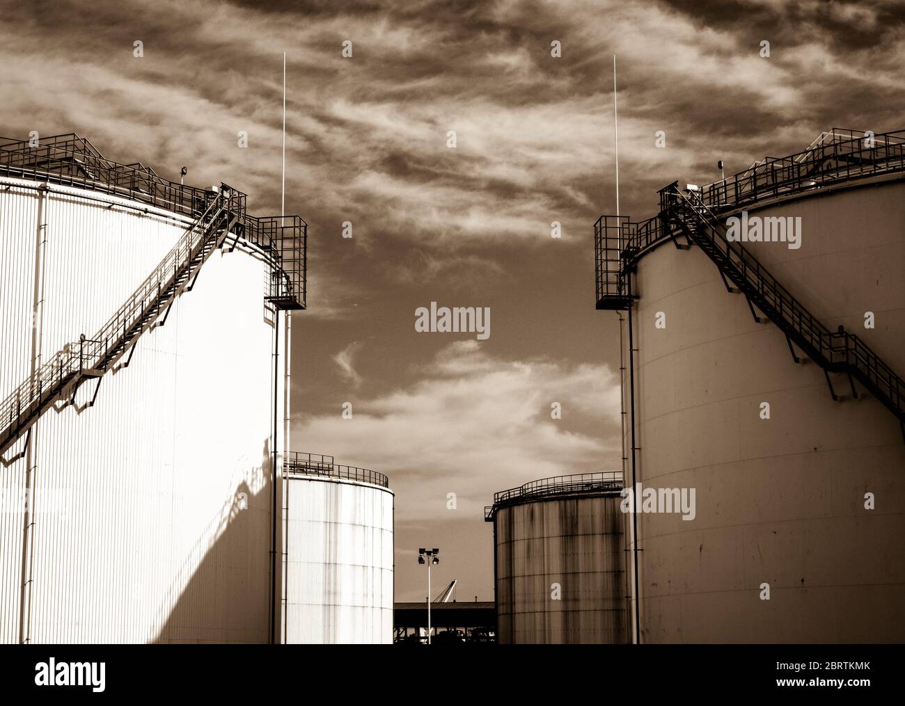 Crude oil tank in the oil refinery. Storage tanks for oil. Tanks for ...