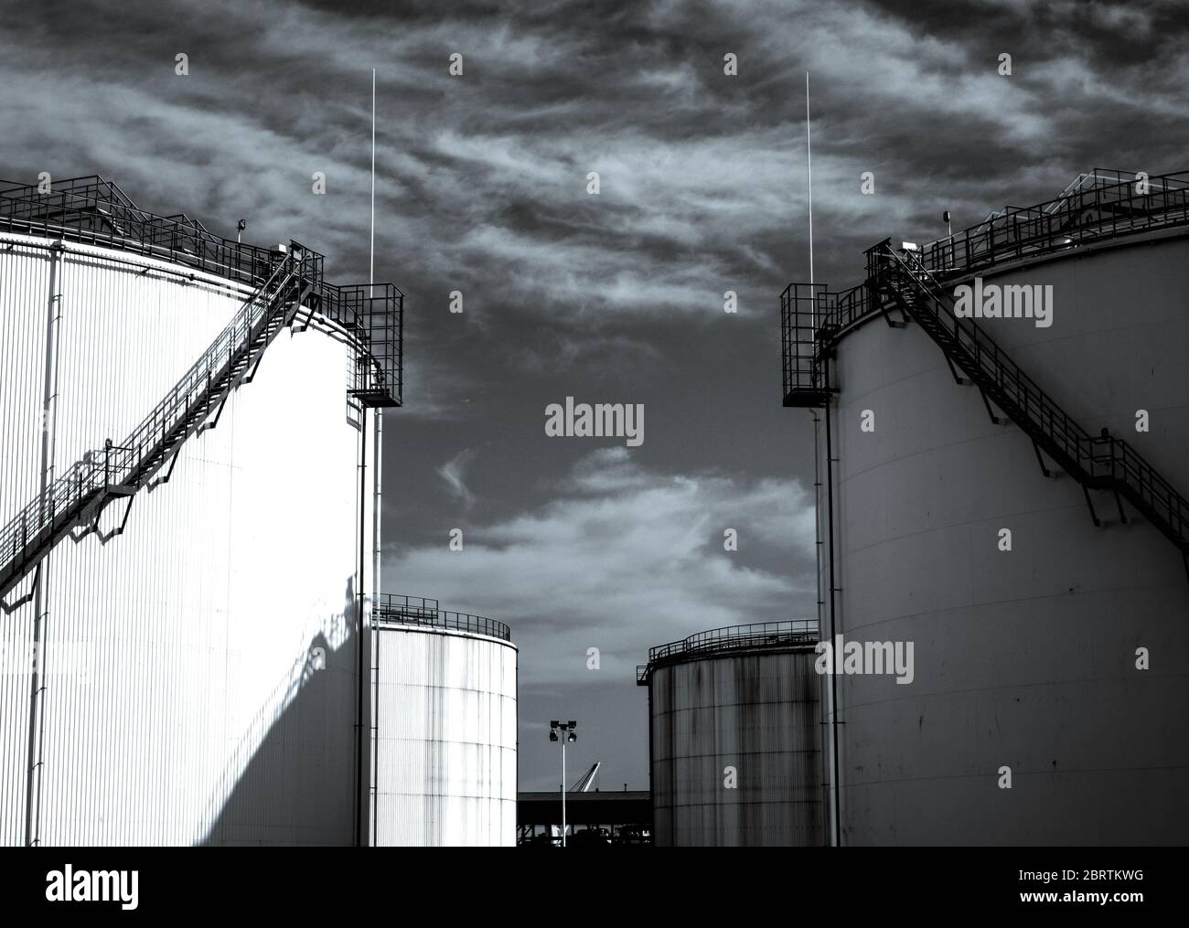 Crude oil tank in the oil refinery. Storage tanks for oil. Tanks for ...