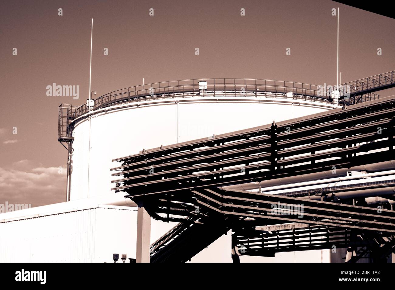 Crude oil tank in the oil refinery. Storage tanks for oil. Tanks for ...