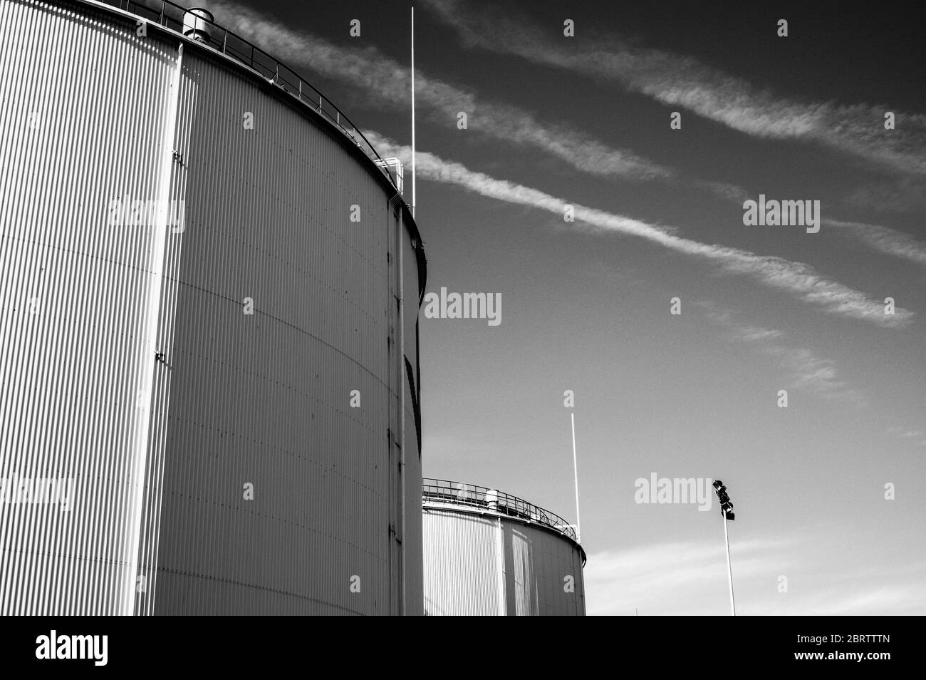 Crude oil tank in the oil refinery. Storage tanks for oil. Tanks for ...