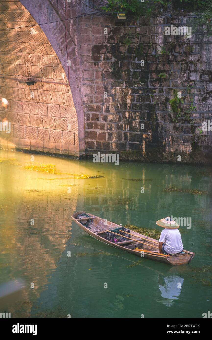 Feng Huang, China - August 2019 : Chinese man wearing traditional ...