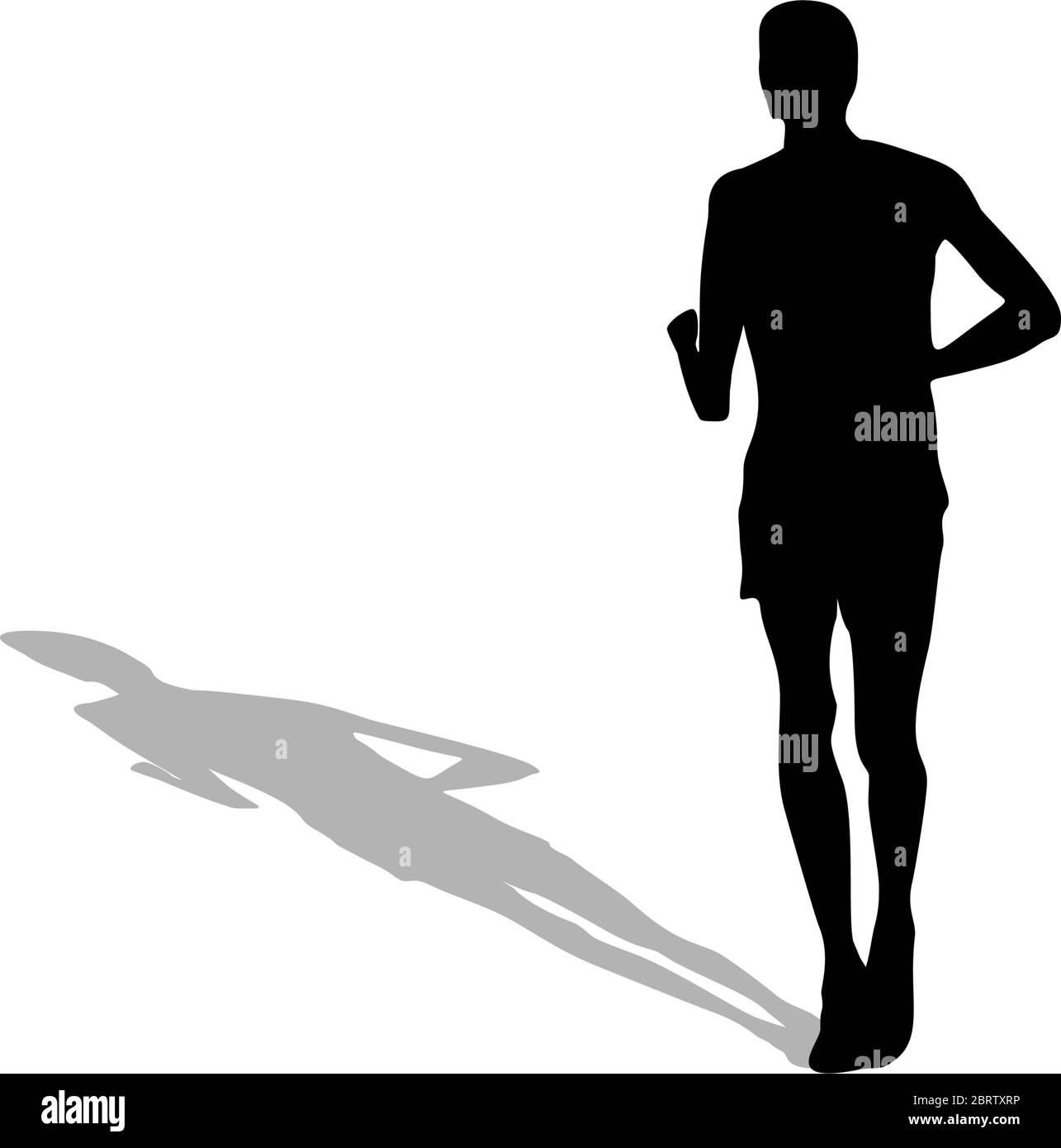Marathon runner silhouette with shadow, rear view Stock Vector Image ...