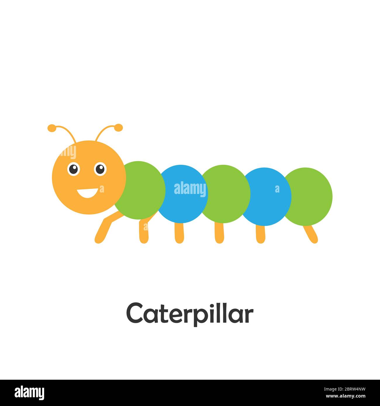 Caterpillar in cartoon style, insect card for kid, preschool activity ...