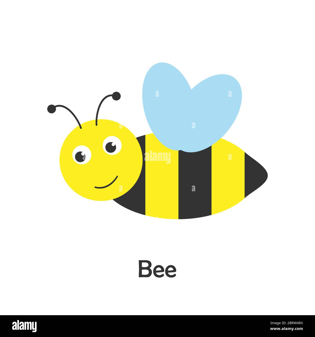 Cute bee in cartoon style, insect card for kid, preschool activity for ...