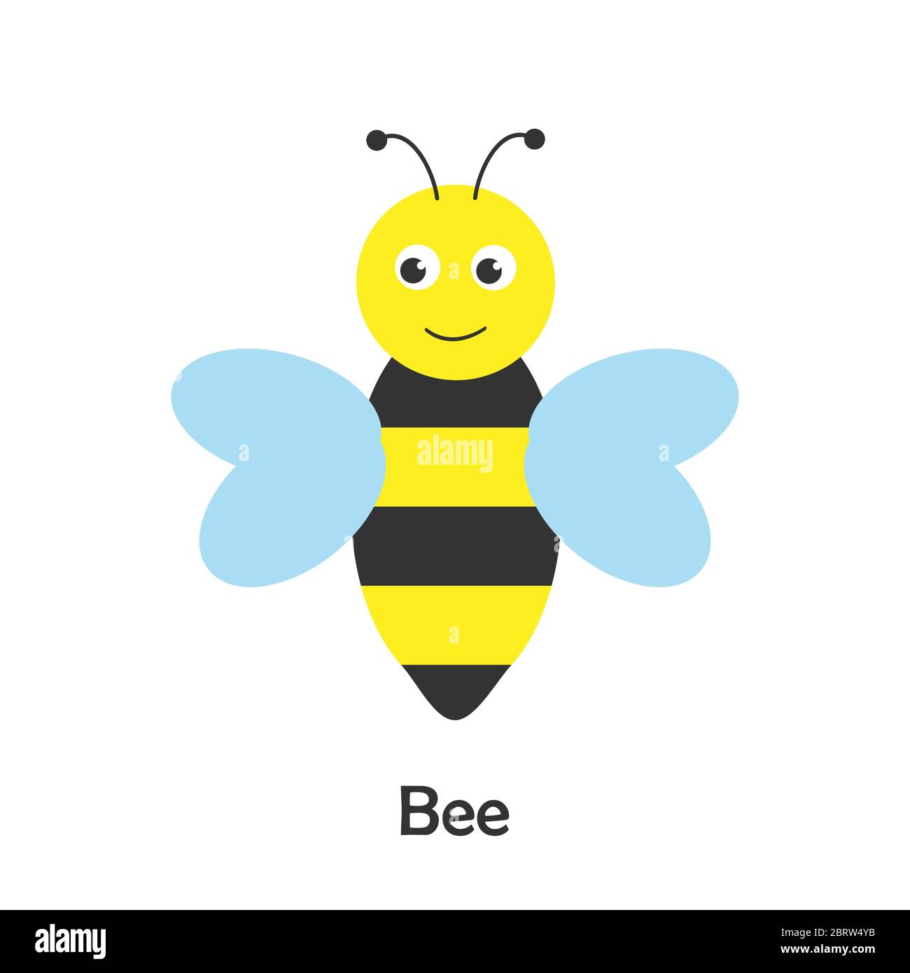 Bee in cartoon style, insect card for kid, preschool activity for ...