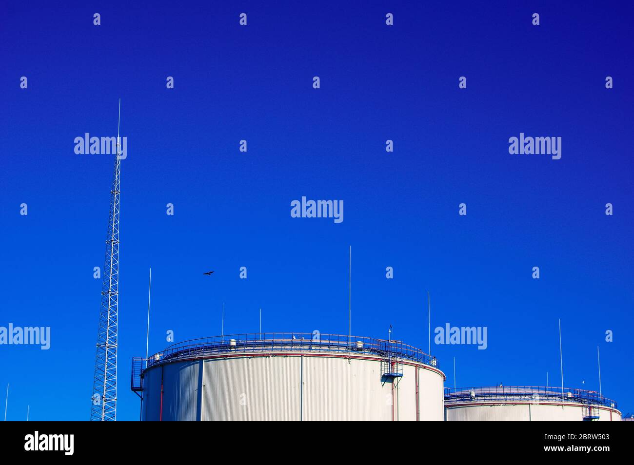 Crude oil tank in the oil refinery. Storage tanks for oil. Tanks for ...