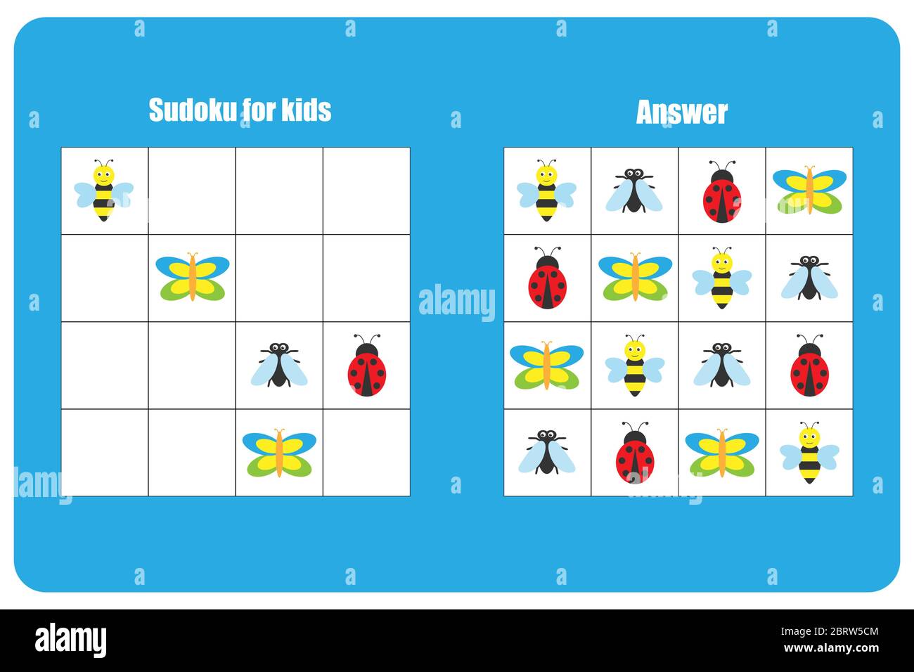 Sudoku game with insects for children, easy level, education game for ...
