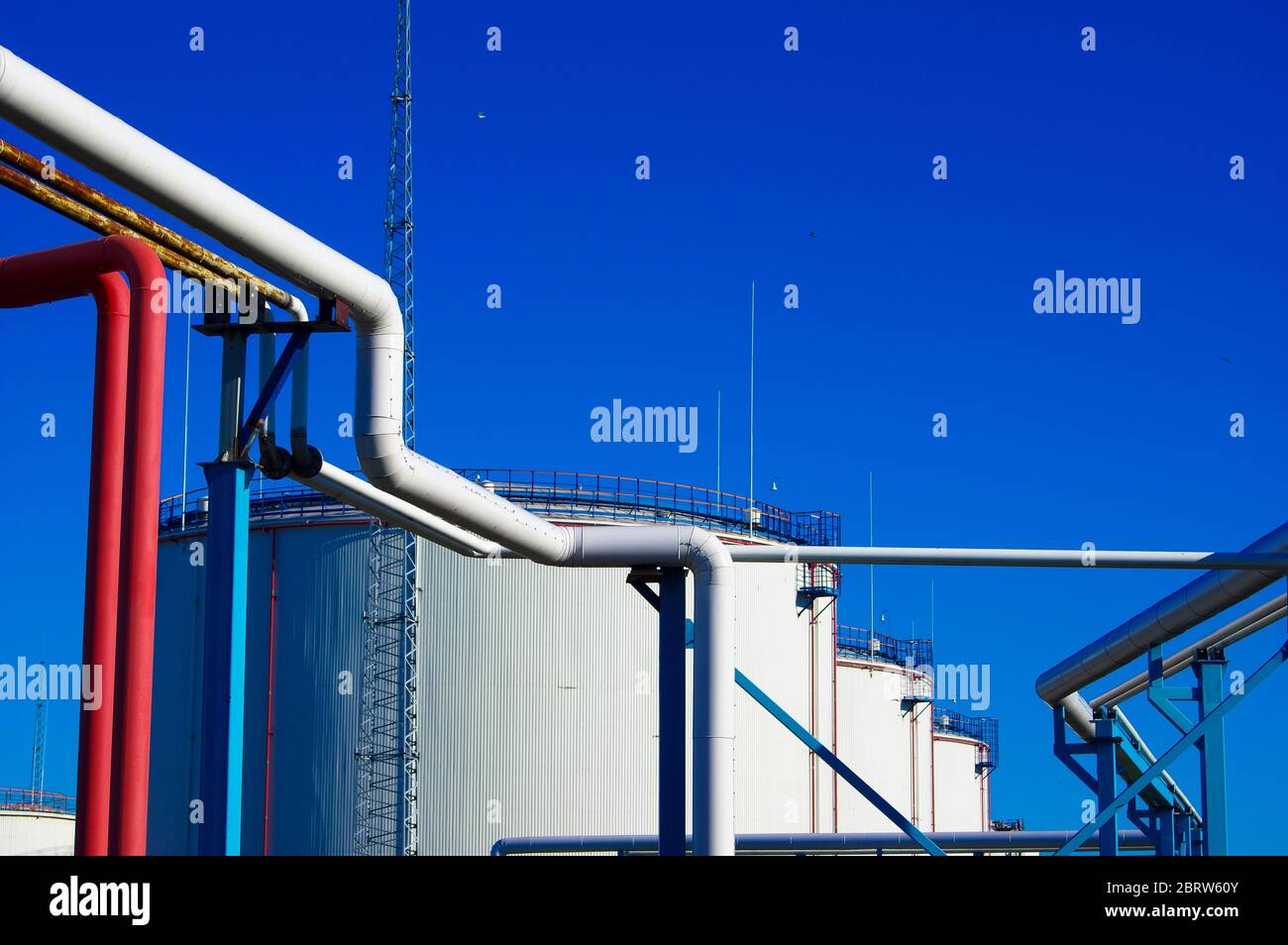 Crude oil tank in the oil refinery. Storage tanks for oil. Tanks for ...