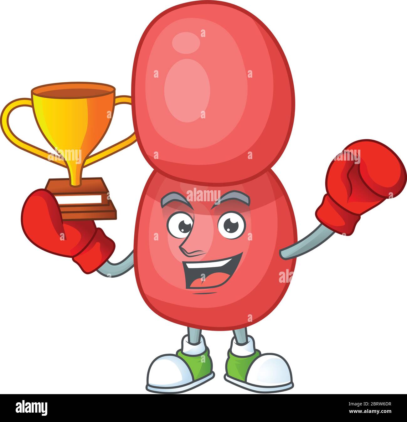 Proudly face of boxing winner neisseria gonorrhoeae cartoon character ...