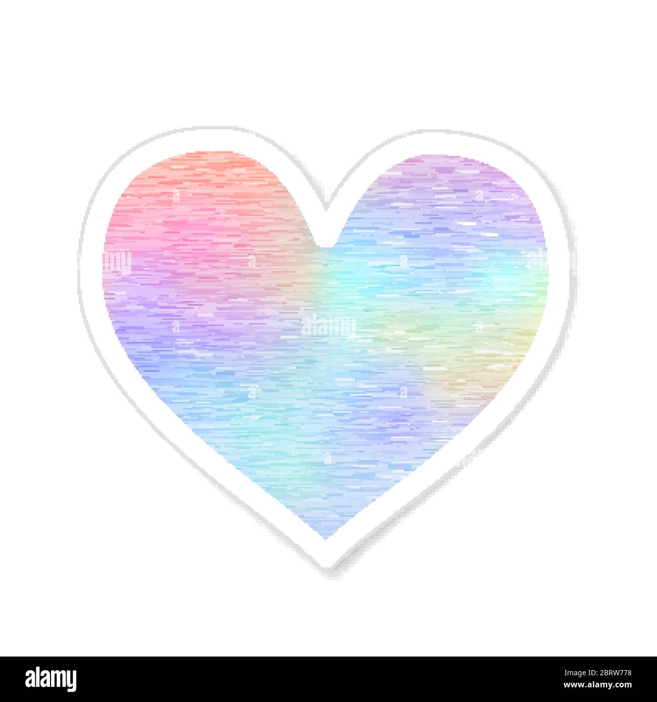 Heart shaped vintage label made from bright colorful holographic foil ...