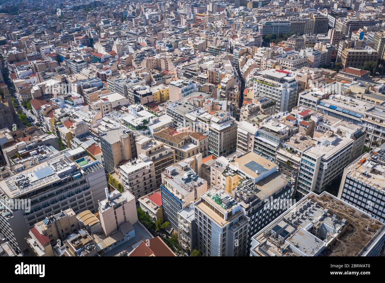 Aerial view of Athens, landscape of city center, modern building od ...