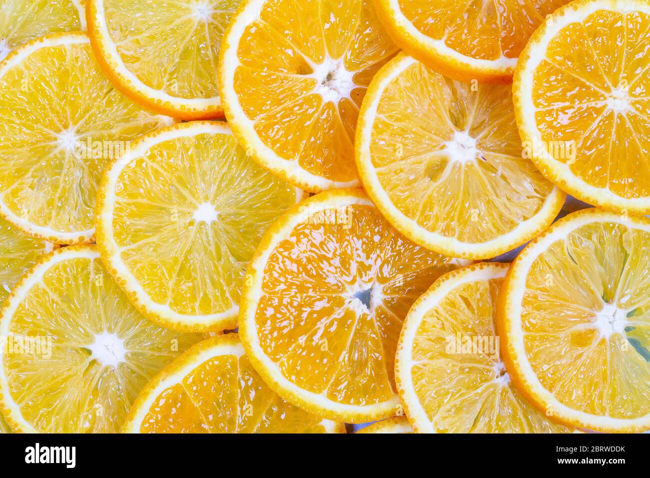 Texture of cut oranges close-up. View from above. Juicy orange Stock ...
