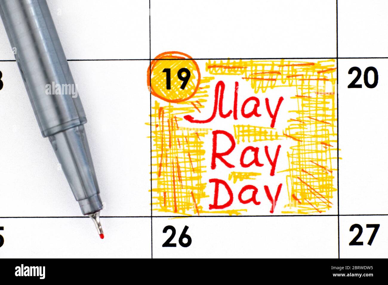 Reminder May Ray Day in calendar with pen. May 19 Stock Photo - Alamy
