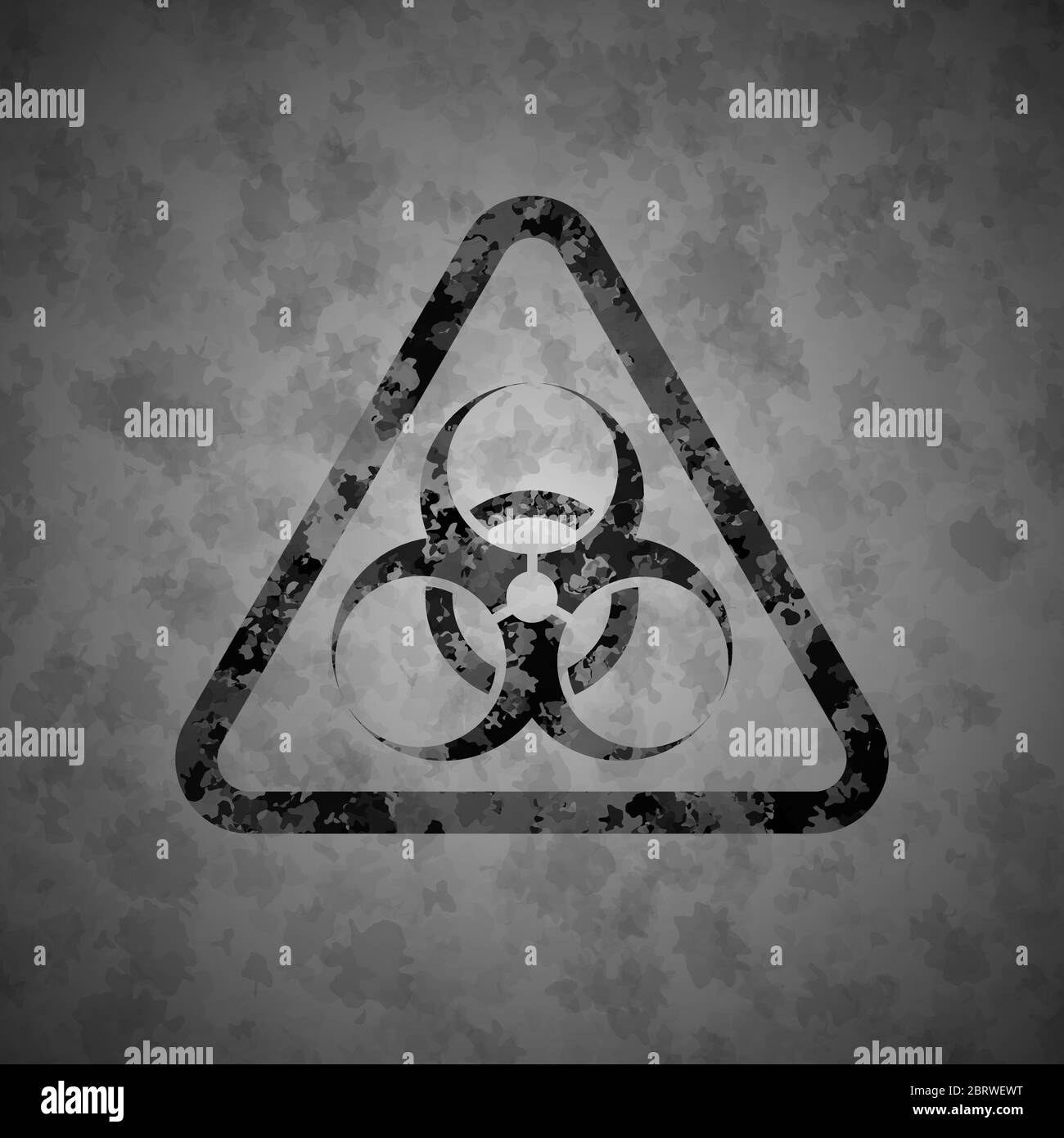 The black sign is a biological danger against a dirty gray background ...