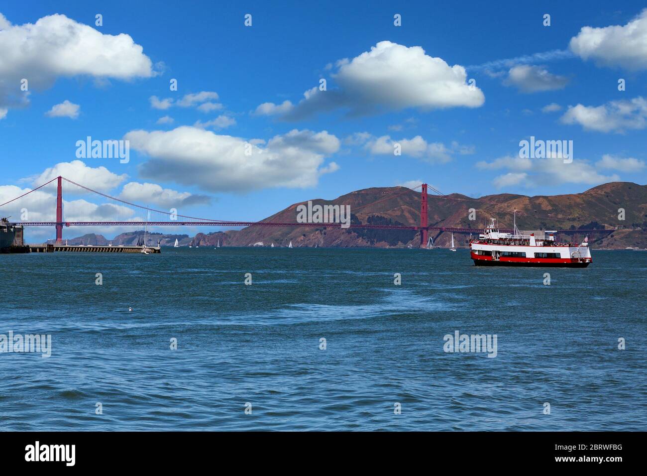 Ferry and Golden Gate Bridge Stock Photo - Alamy