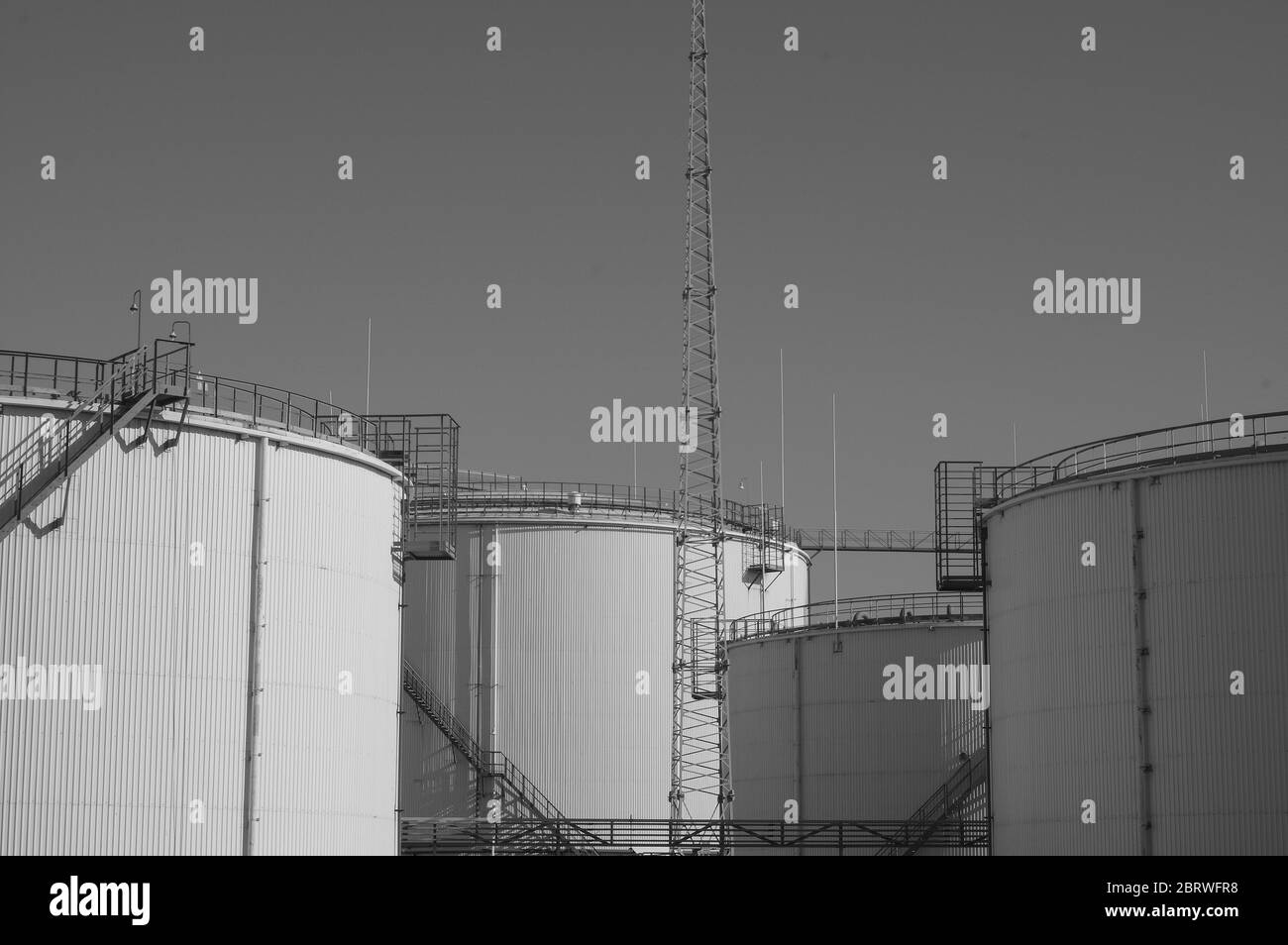 Crude oil tank in the oil refinery. Storage tanks for oil. Tanks for ...