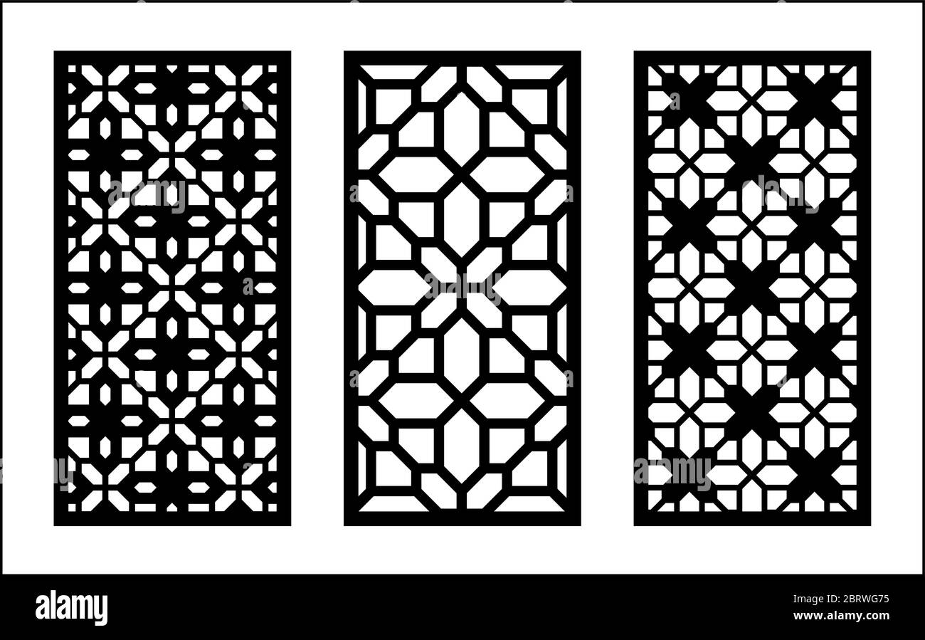 Laser pattern. Set of decorative vector panels for laser cutting ...
