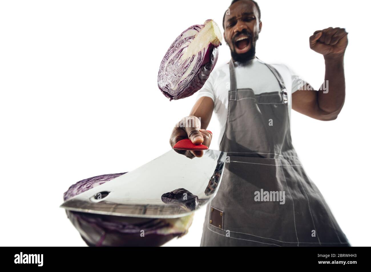 Amazing african-american man preparing unbelievable food with action ...