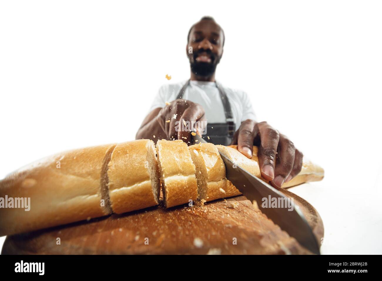 Amazing african-american man preparing unbelievable food with action ...