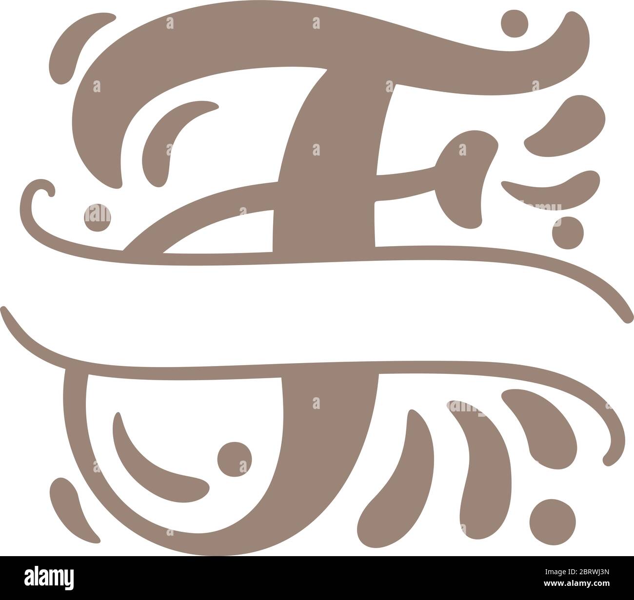 Split letters F baby name Vector Hand Drawn calligraphic floral ...