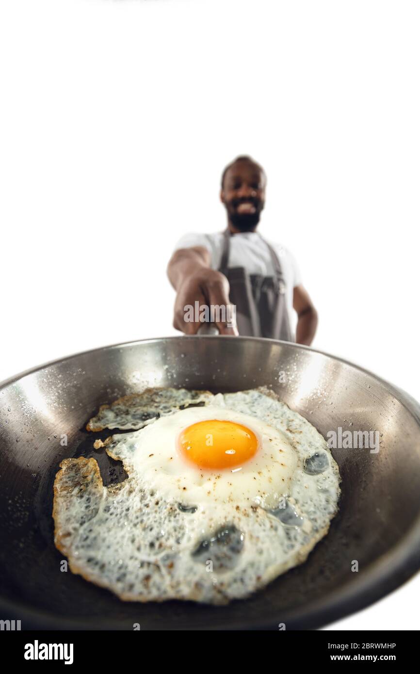 Amazing african-american man preparing unbelievable food with action ...