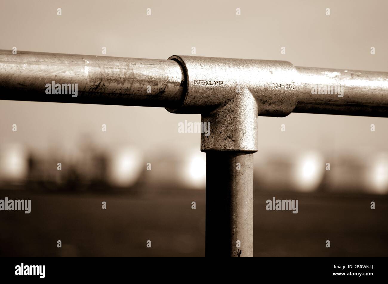 Connecting element on the handrail Stock Photo - Alamy