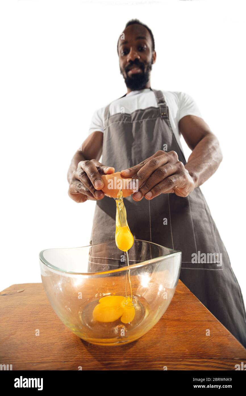 Amazing african-american man preparing unbelievable food with action ...