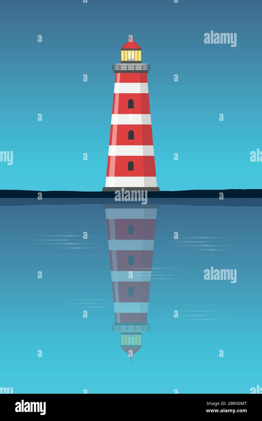 lighthouse reflection in a sea vector illustration EPS10 Stock Vector ...
