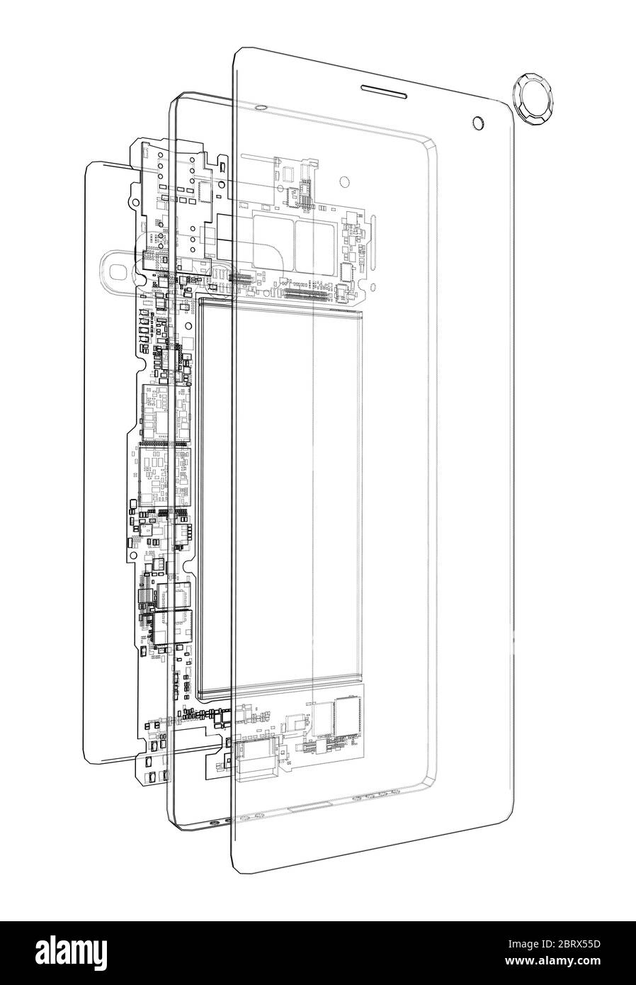 Disassembled smartphone concept outline. Vector Stock Vector Image ...