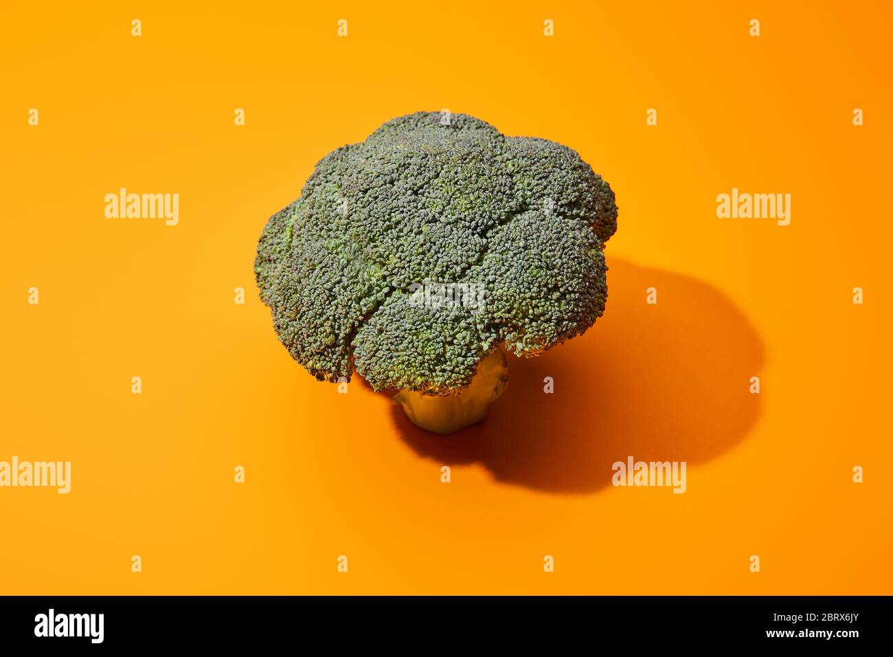 fresh green broccoli on orange background Stock Photo - Alamy